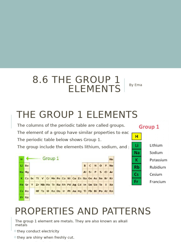 the Group 1 Element | PDF | Sodium | Chemical Elements