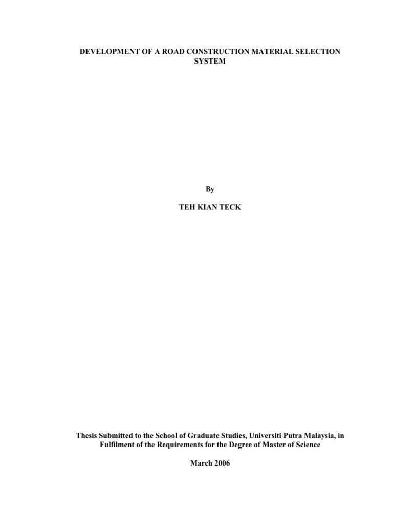 Road material selection | PDF | Methodology | Science