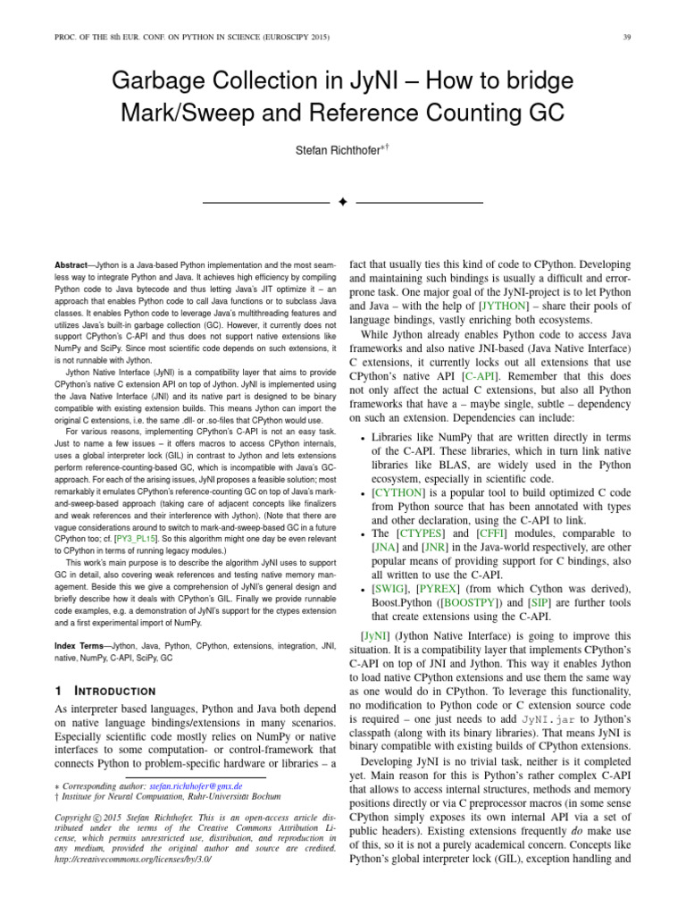 Jython-Garbage Collection in JyNI | PDF | Python (Programming Language ...