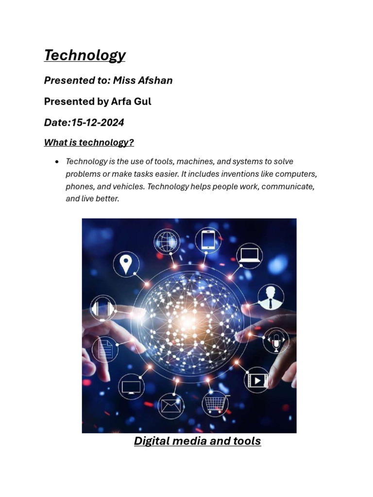 Arfa Gul, Grade 4.... English Assignment (Technology) | PDF