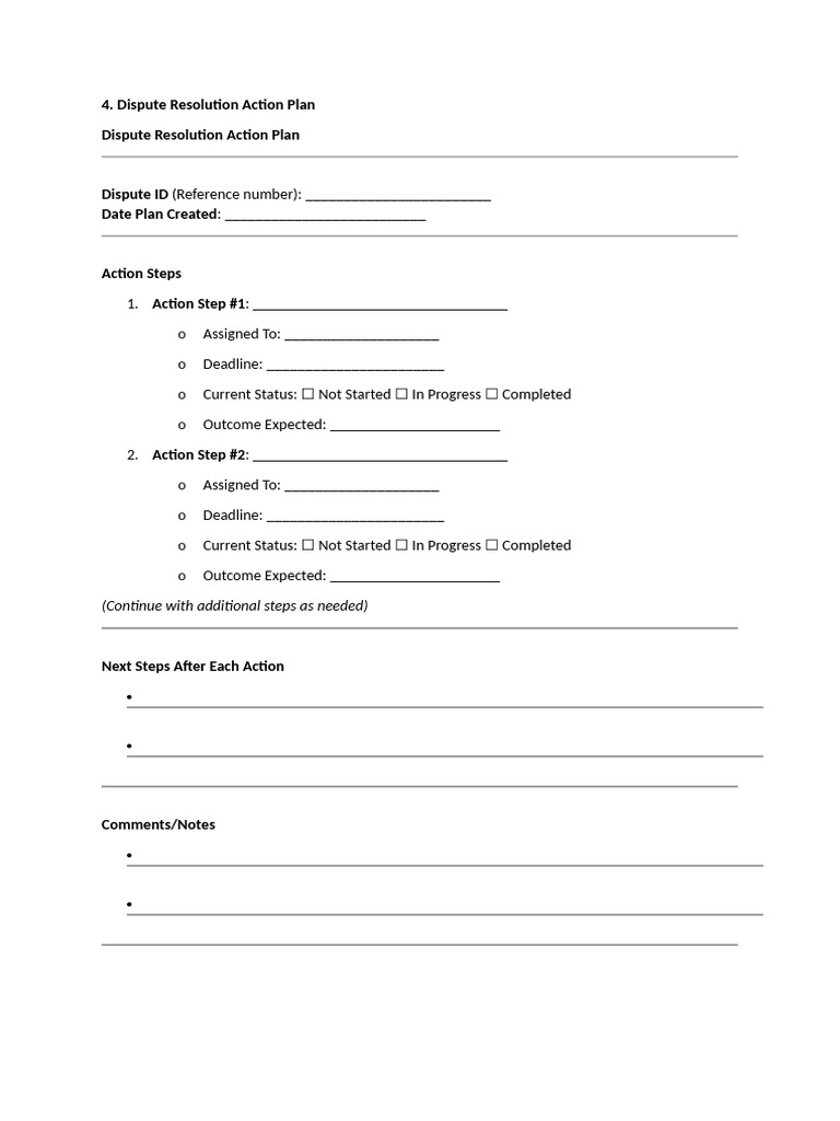 Dispute Resolution Action Plan | PDF