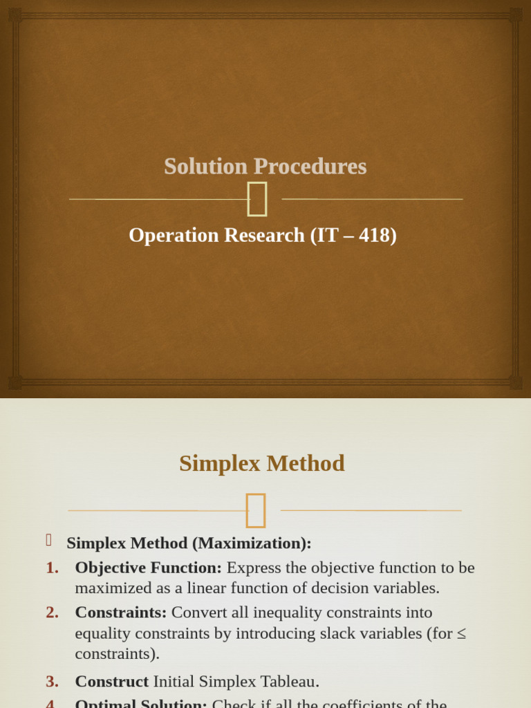 Operation Research Solution Procedures | PDF | Mathematical Optimization | Algebra