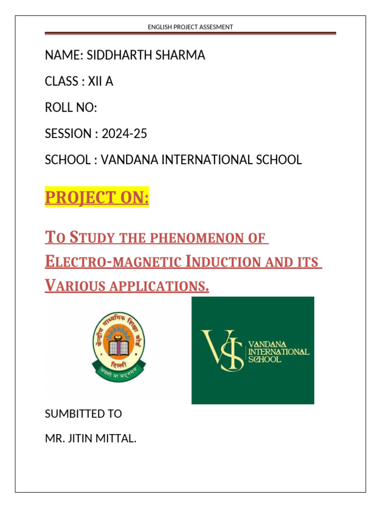 Electro-Magnetic Induction Study Project | PDF