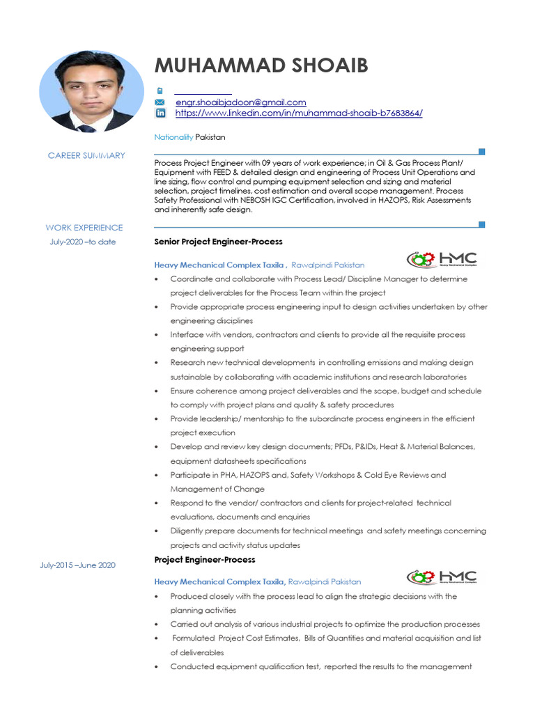 Muhammad - Shoaib-Process Project Site Engr | PDF | Engineering | Simulation