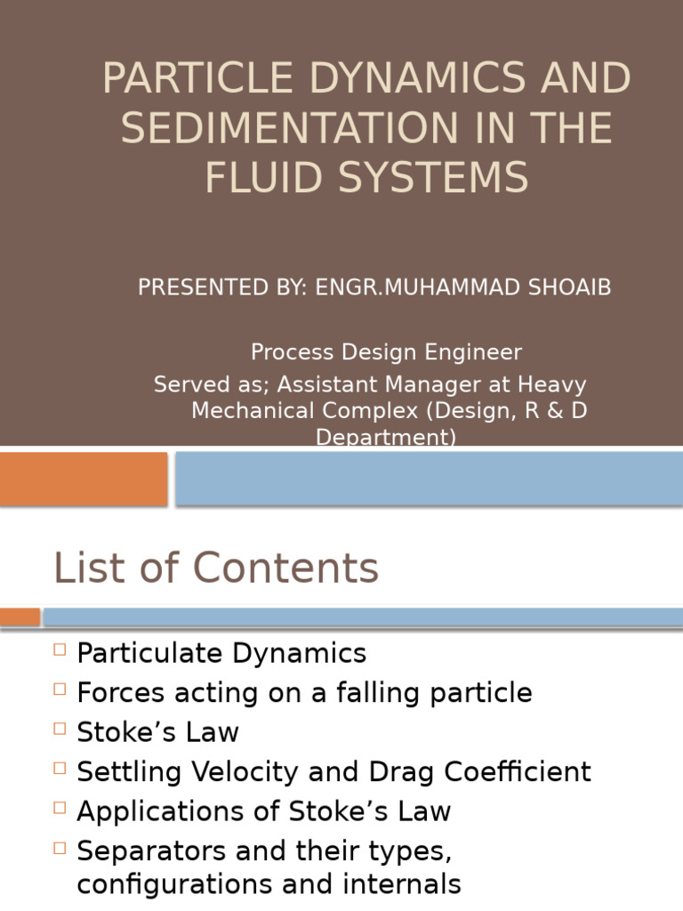 Particle Dynamics & Sedimentation | PDF | Fluid Dynamics | Drag (Physics)