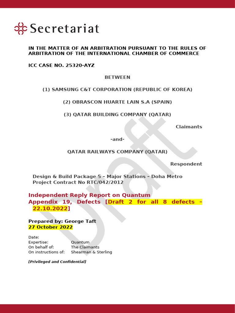 G Taft Reply Report Appendix 19 - Defect Claims Draft2 (All 8 Defects) 22.10.2022 (JV Response ...