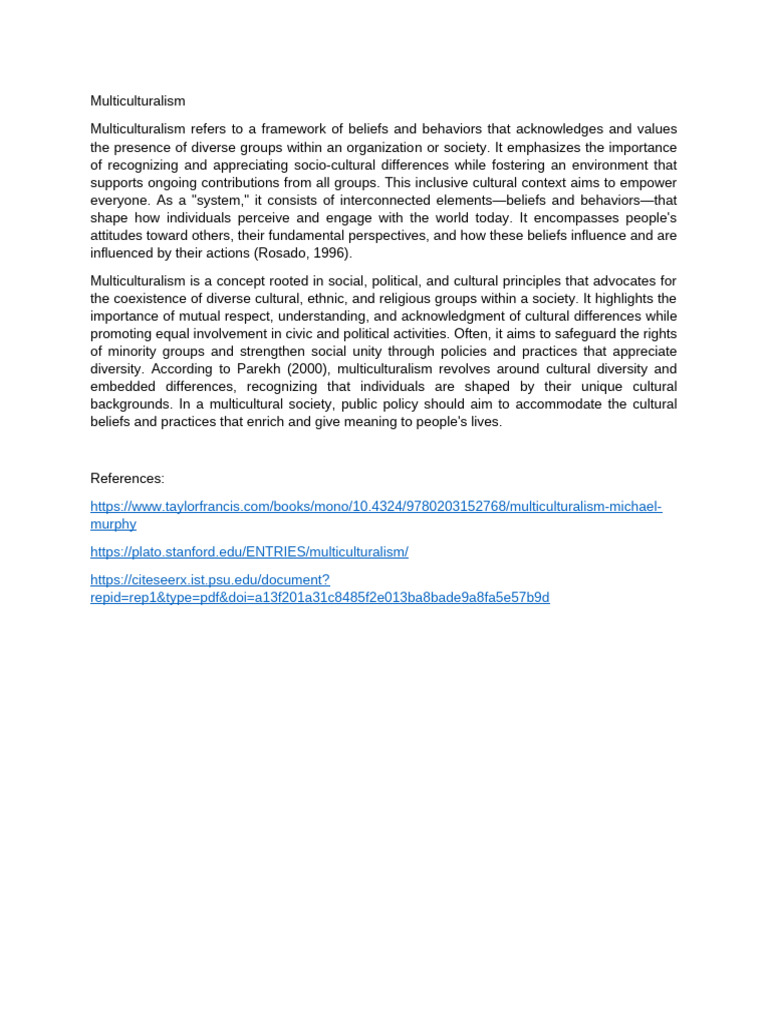 Multiculturalism | PDF