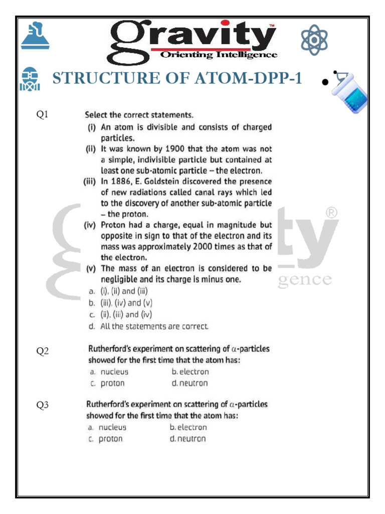 Structure of Atom DPP 1 | PDF