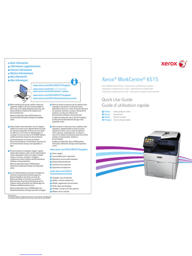 Xerox WorkCentre 6515 Quick Use Manual | PDF | Tecnologías de la ...