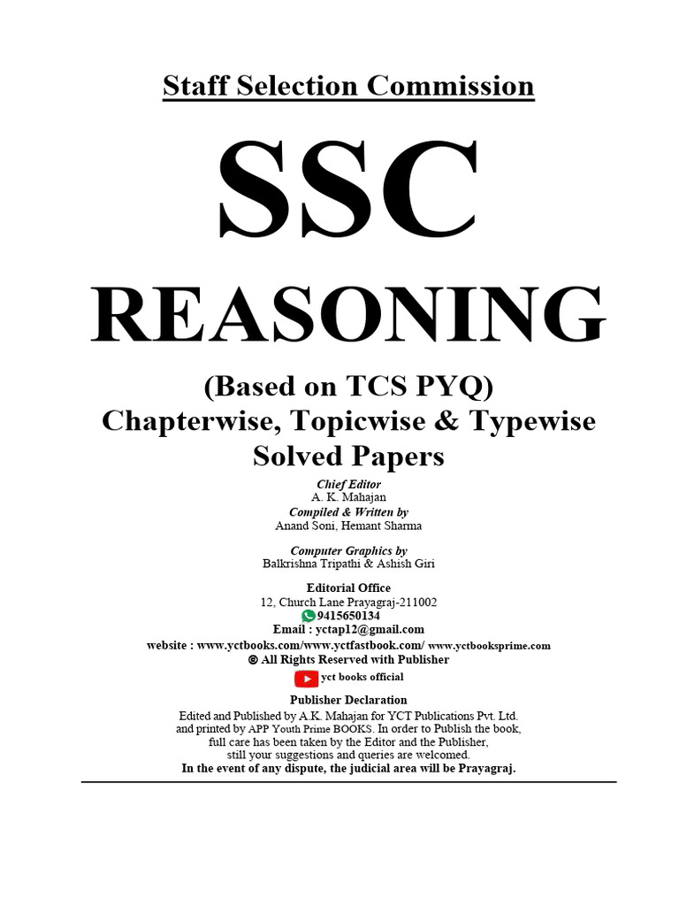 Demo 100 YCT 2025 SSC Reasoning 21285 TCS PYQ Solved Papers English Medium | PDF | Consonant