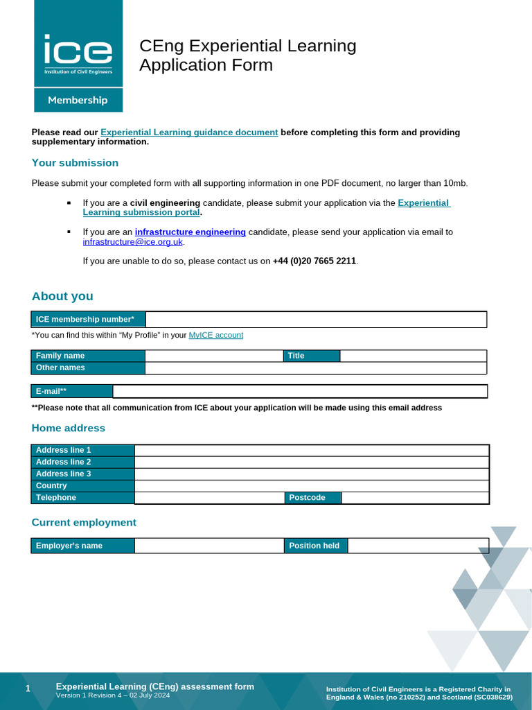 Ceng Experiential Learning Application Form | PDF | Science | Engineering