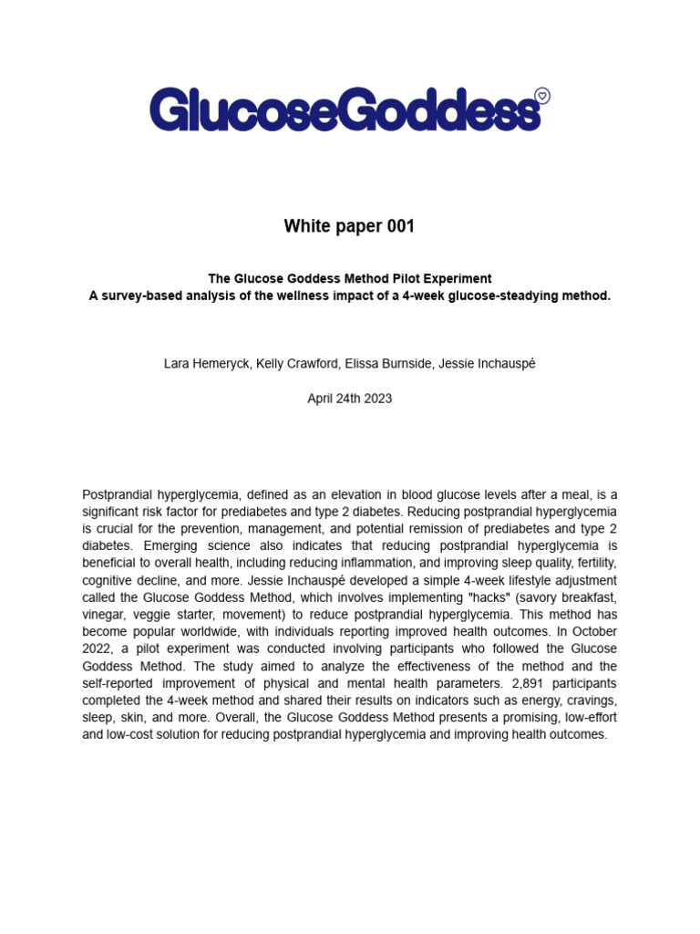 White Paper - Glucose Goddess Method | PDF | Hyperglycemia | Diabetes