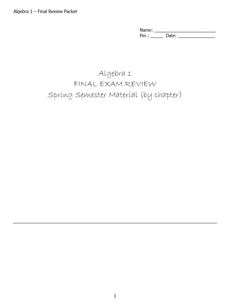 Alg1 Final Exam Review W Key | PDF | Quadratic Equation | Function (Mathematics)