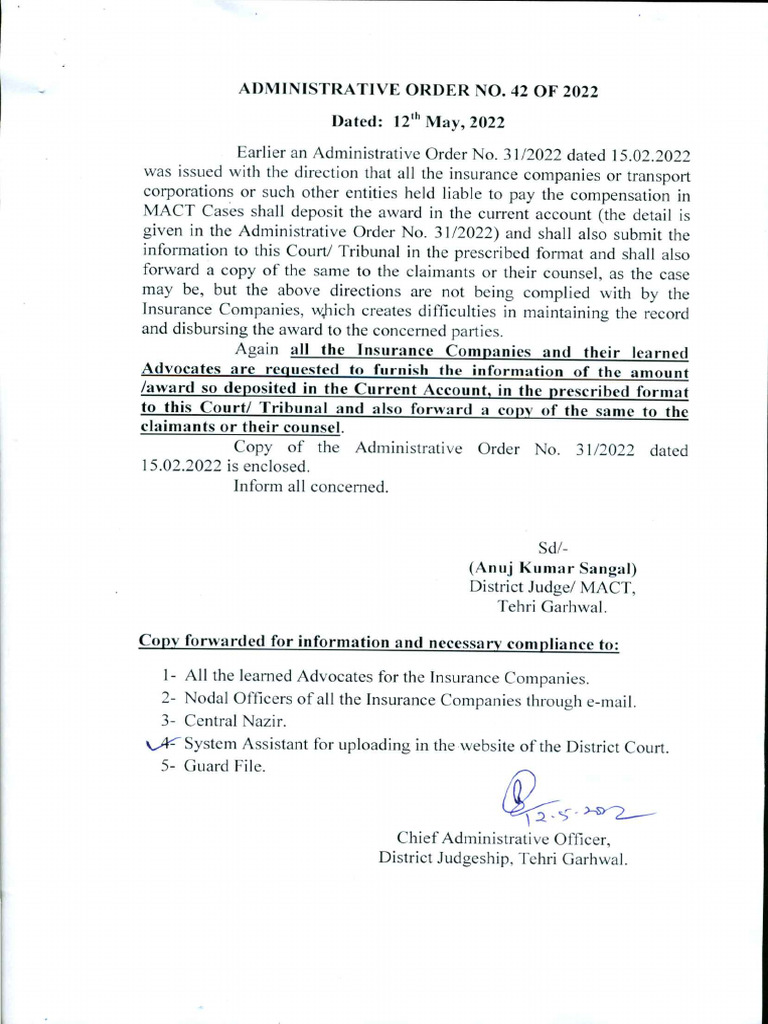 Administrative Order No 42 of 2022 - 1 | PDF