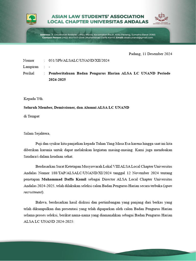 SPB BPH ALSA LC UNAND 2024-2025 | PDF