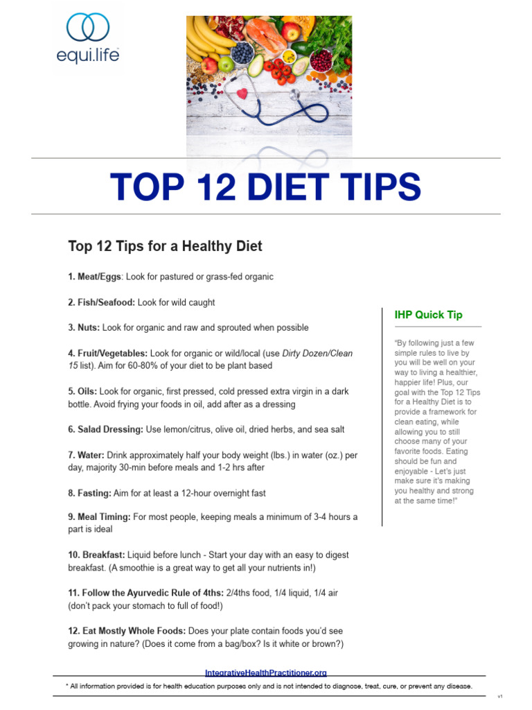 EquiLife Top-12-Diet-Tips-V1 | PDF | Foods | Healthy Diet