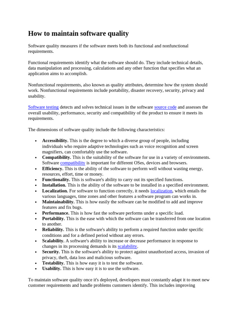 How To Maintain Software Quality | PDF | Software Quality | Software