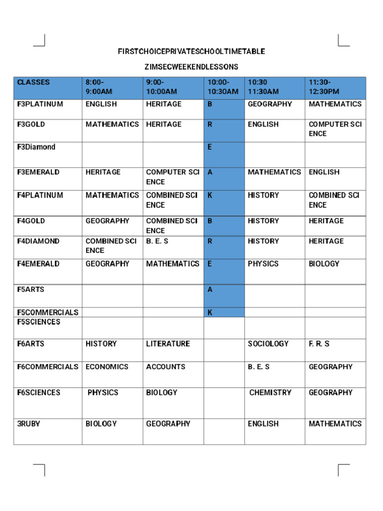 Saturday 2025 Timetable - Phoenix | PDF