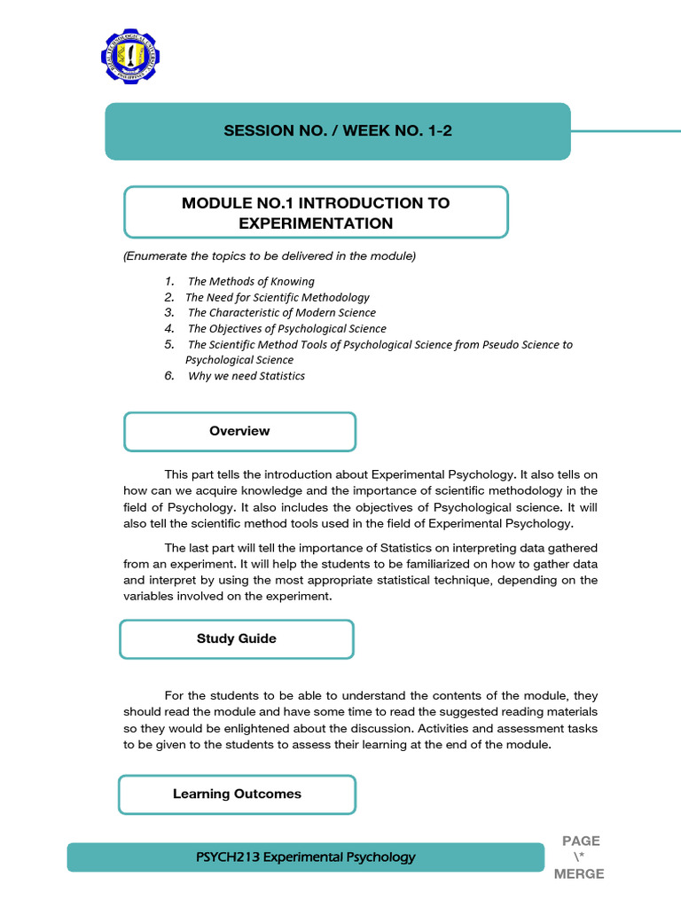 Experimental Psych Module 1 | PDF | Experiment | Statistical Significance