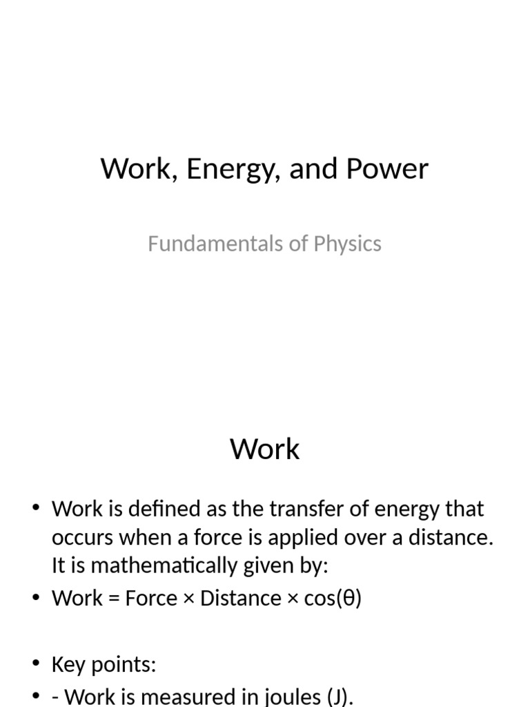 Work Energy Power Presentation No Images | PDF