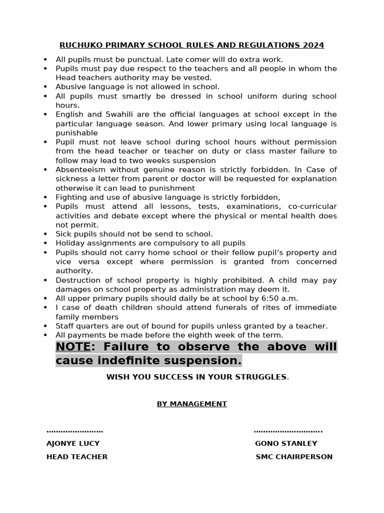 RULES AND REGULATIONS | PDF