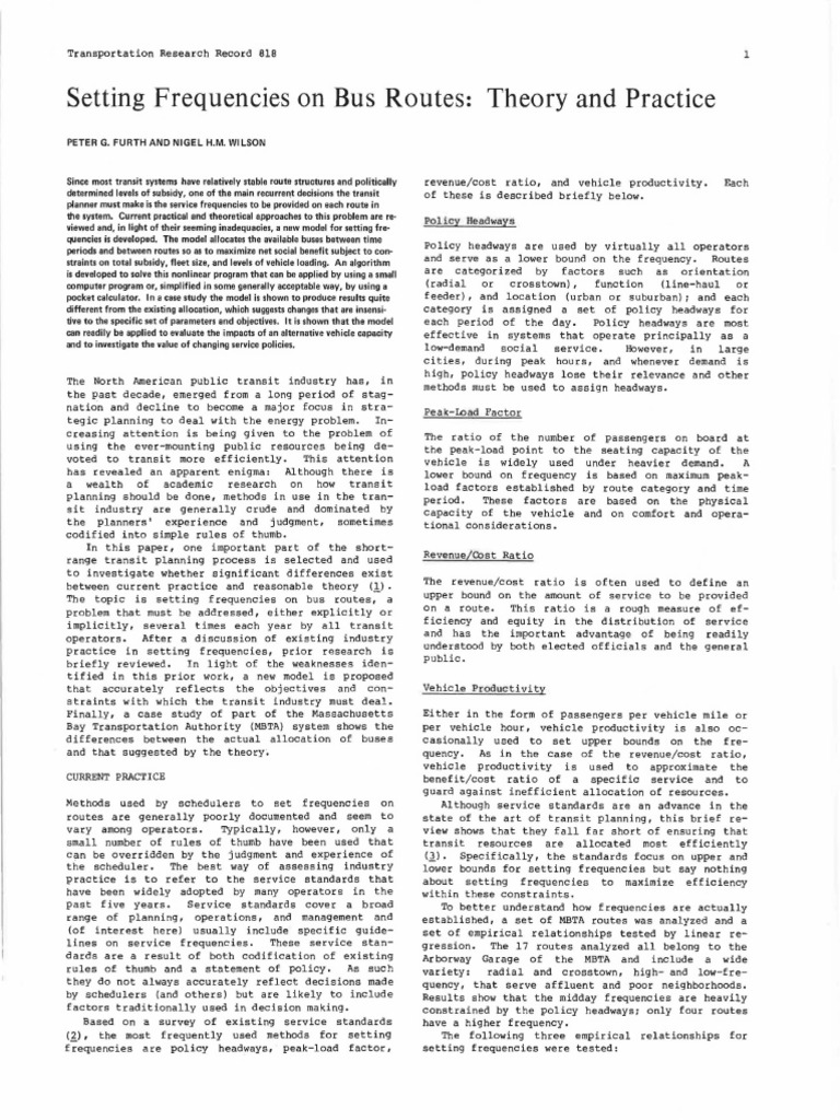Optimizing Bus Route Frequencies | PDF | Public Transport ...