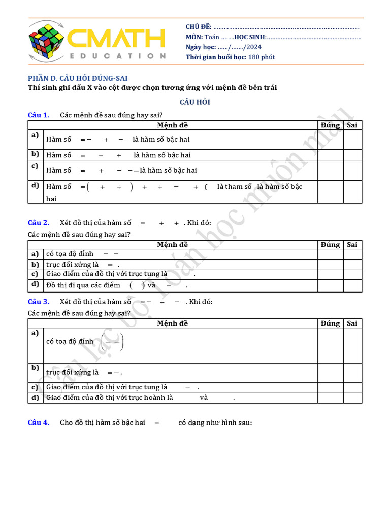 BÀI 16. HAM SO BAC HAI - DUNGSAI - HS - CMath | PDF