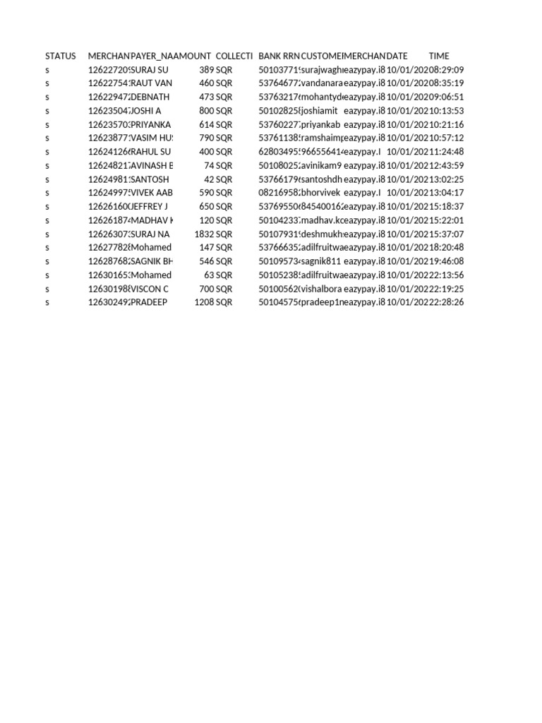 Merchant Payment Status Report | PDF