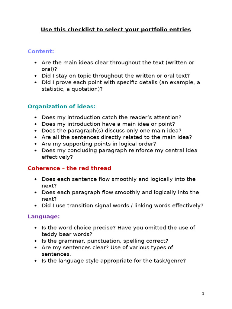 Writing Checklist | PDF