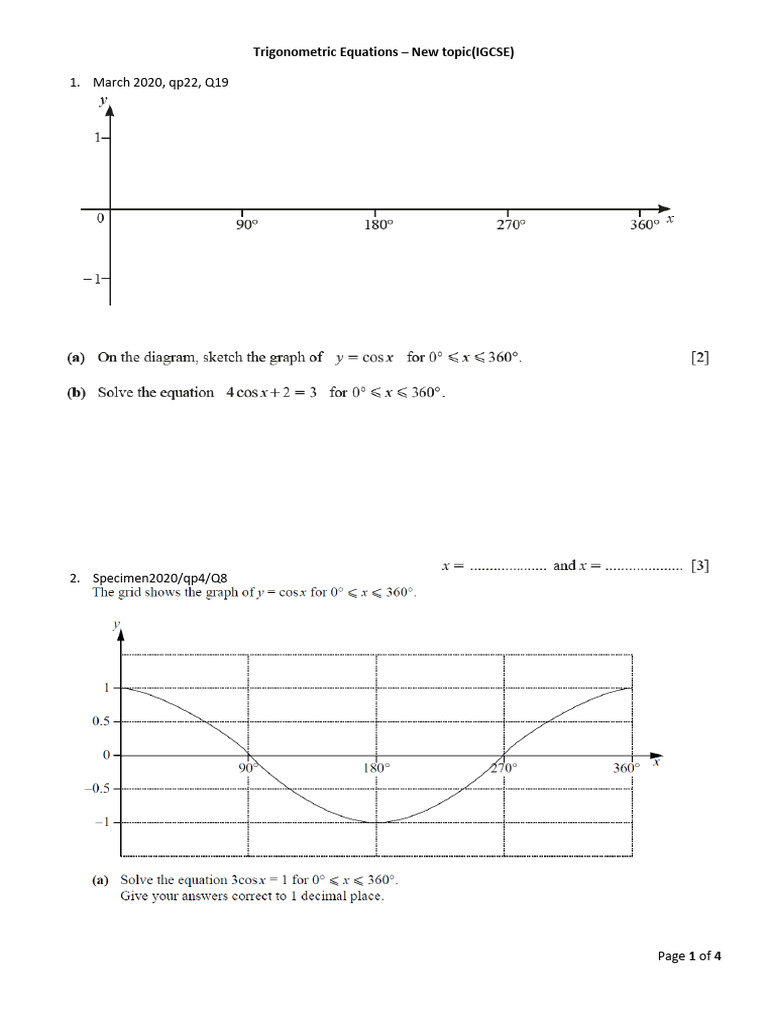 Trigonometric Equations Igcse | PDF