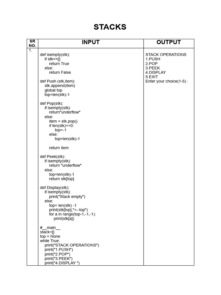Stacks_Practical CS class 12th | PDF | Algorithms And Data Structures ... Stacks_Practical CS class 12th | PDF | Algorithms And Data Structures ...