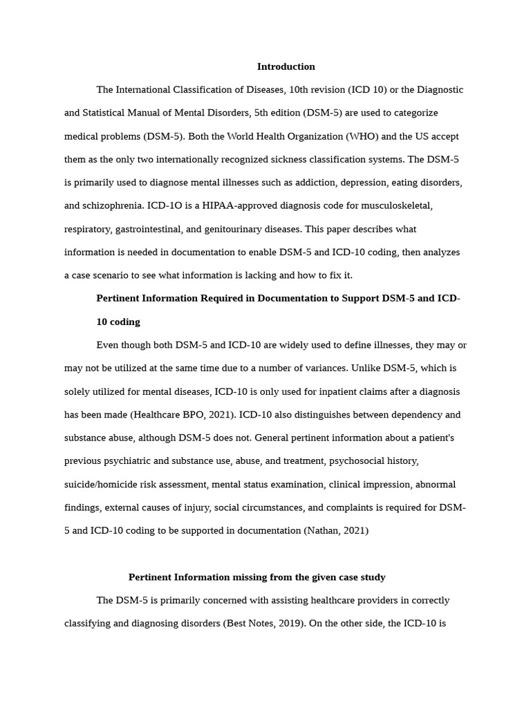 Wk_2_Assgn_DSM_5_and_ICD.docx | PDF | Dsm 5 | Mental Disorder