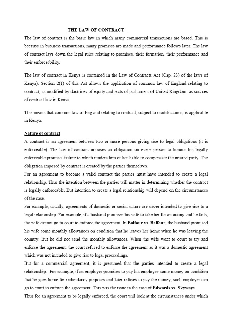 The LAW of Contract Notes | PDF | Damages | Legal Remedy