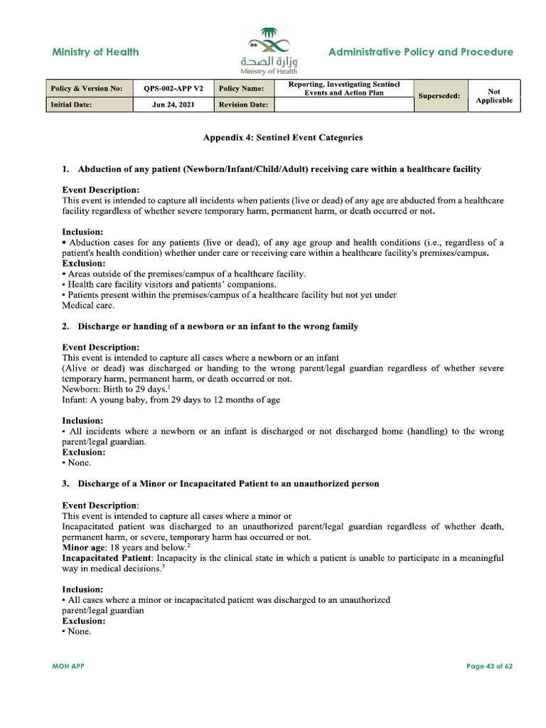 Sentinel Events List 2025 | PDF