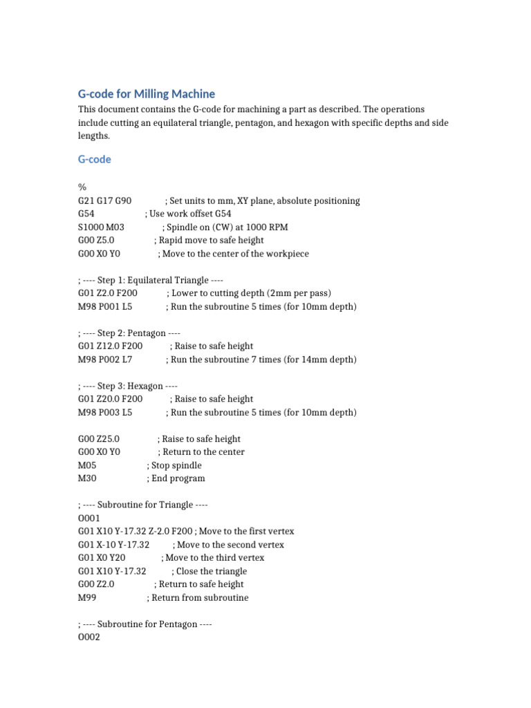 Gcode_Milling_Machine | PDF