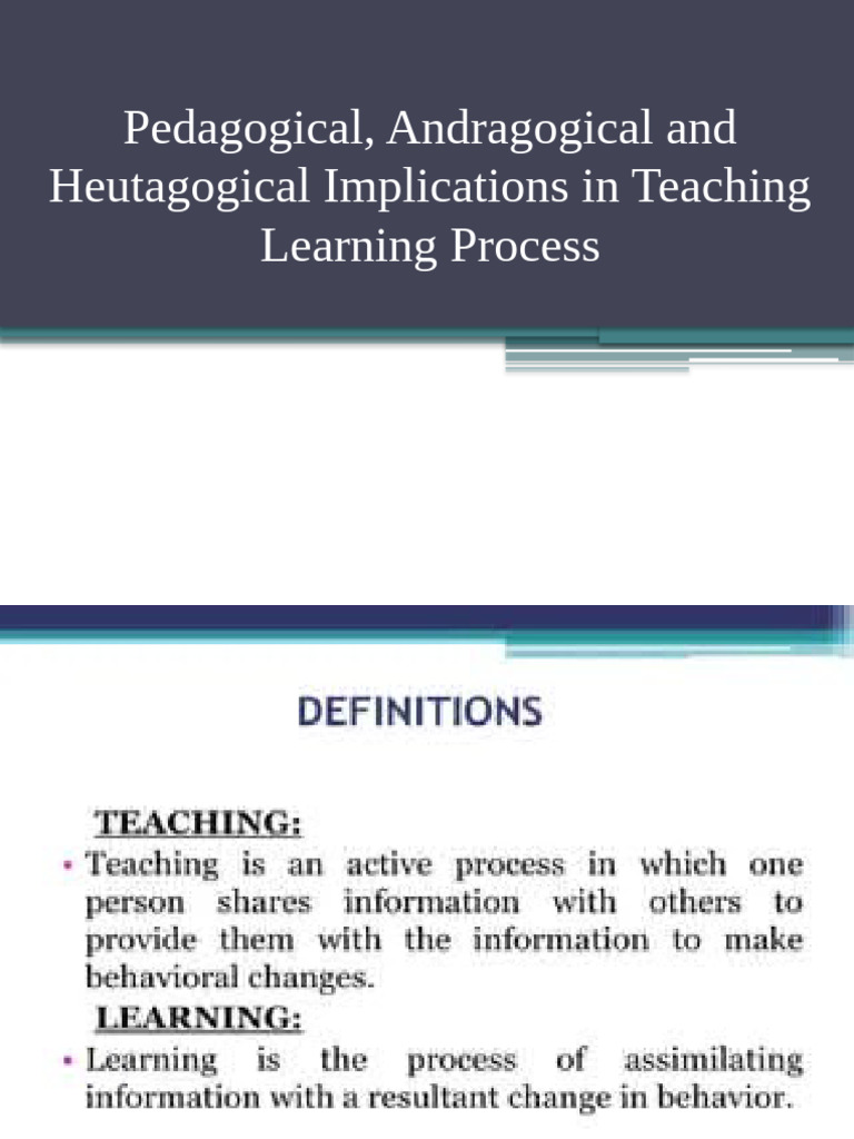 Pedagogical, Andragogical and Hauntological Implications in Teaching ...