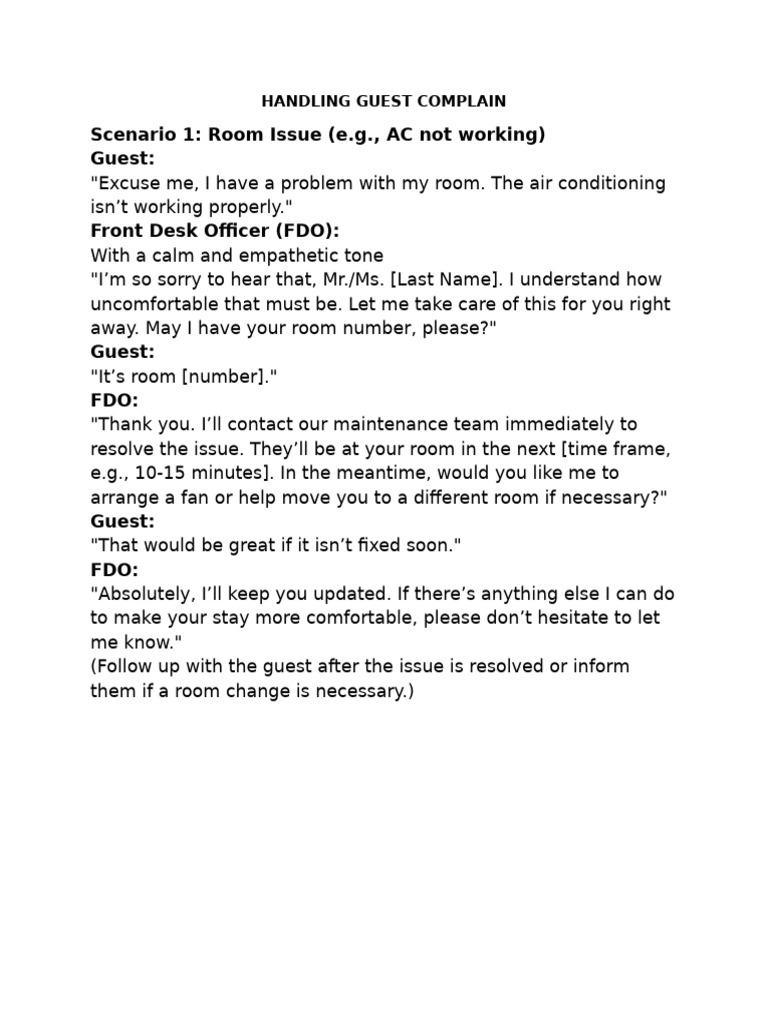 Handling Guest Complain | PDF