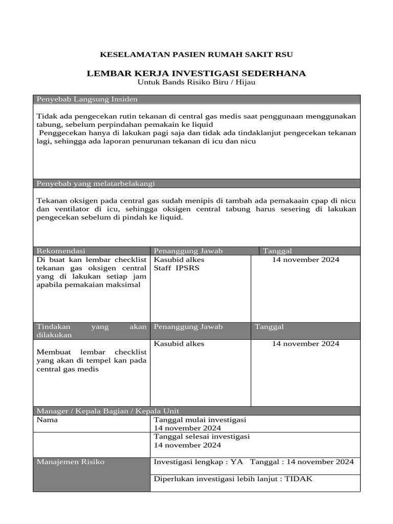 Lembar Investigasi Sederhana SARPRAS | PDF