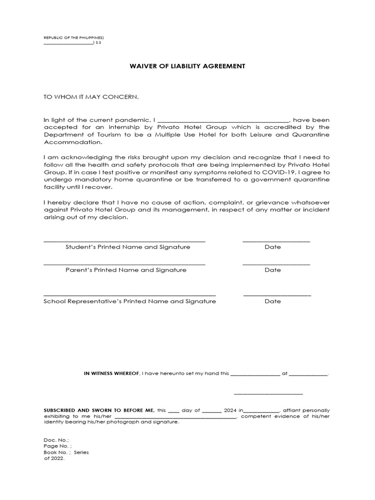 PHG-Internship Waiver of Liability | PDF