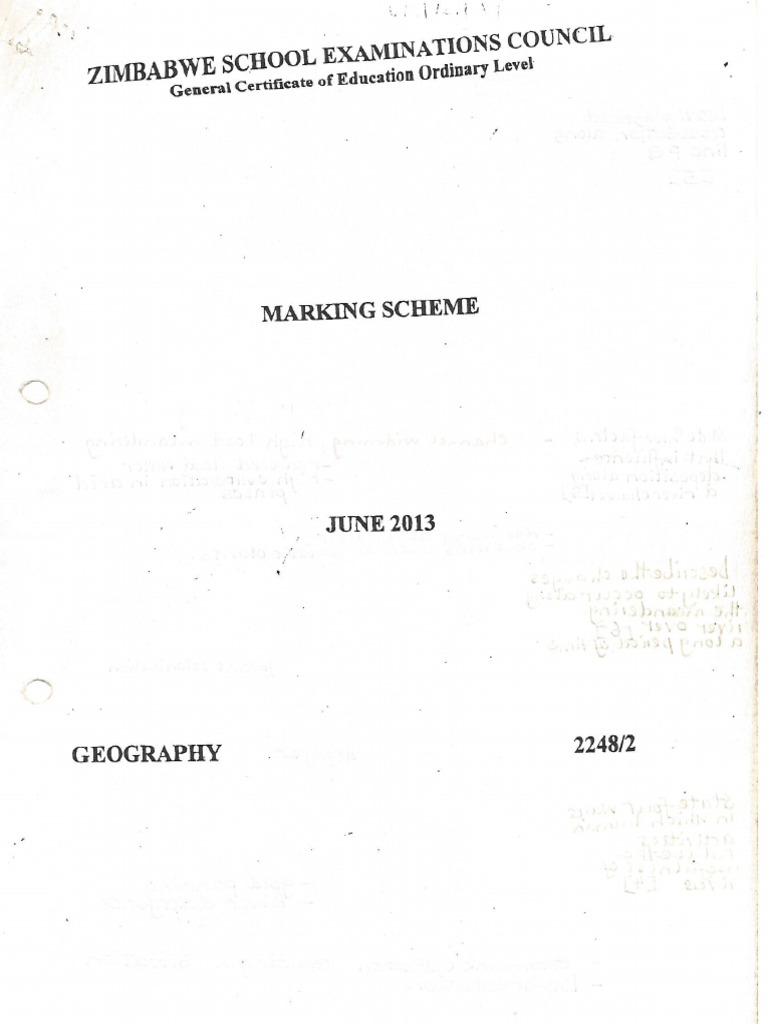 Geo j2013 p2 'O' Level Marking Guide | PDF