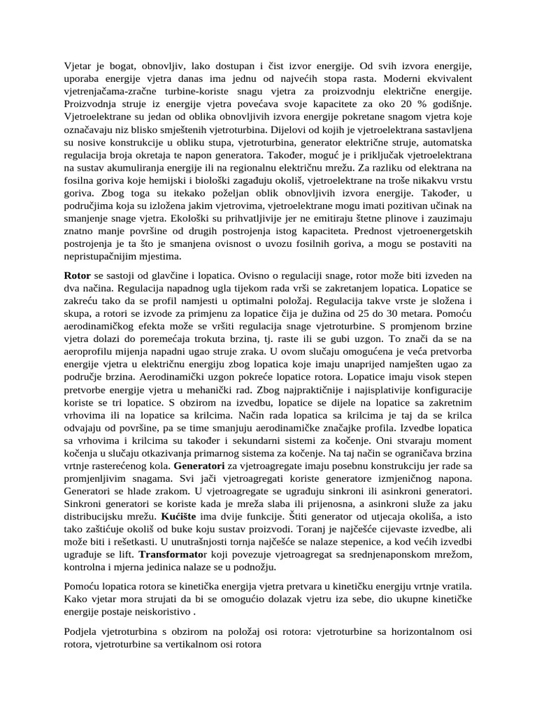 Energija Vjetra | PDF