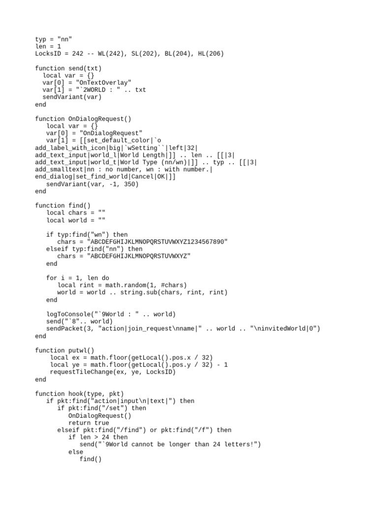 FIND WORLDPutLocks - Lua by Rayyyy001 | PDF