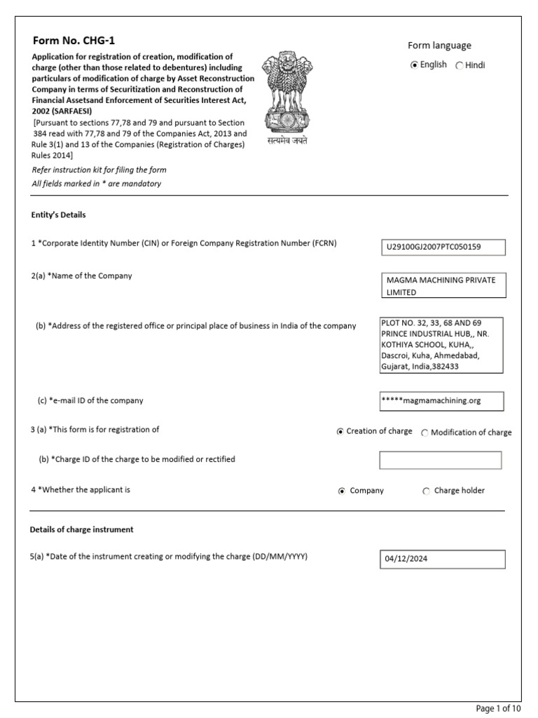 Form Chg-1 Magma Ab2265693 | PDF | Intangible Asset | Property