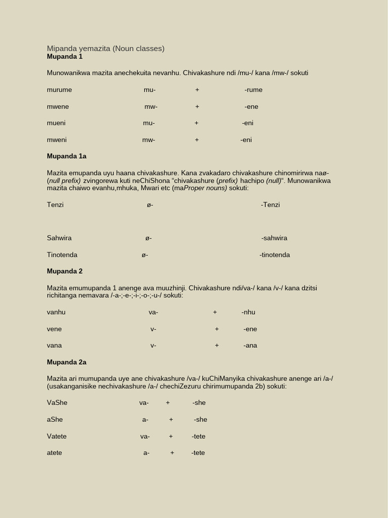 Shona Grammar Notes | PDF | Syntactic Relationships | Language Mechanics