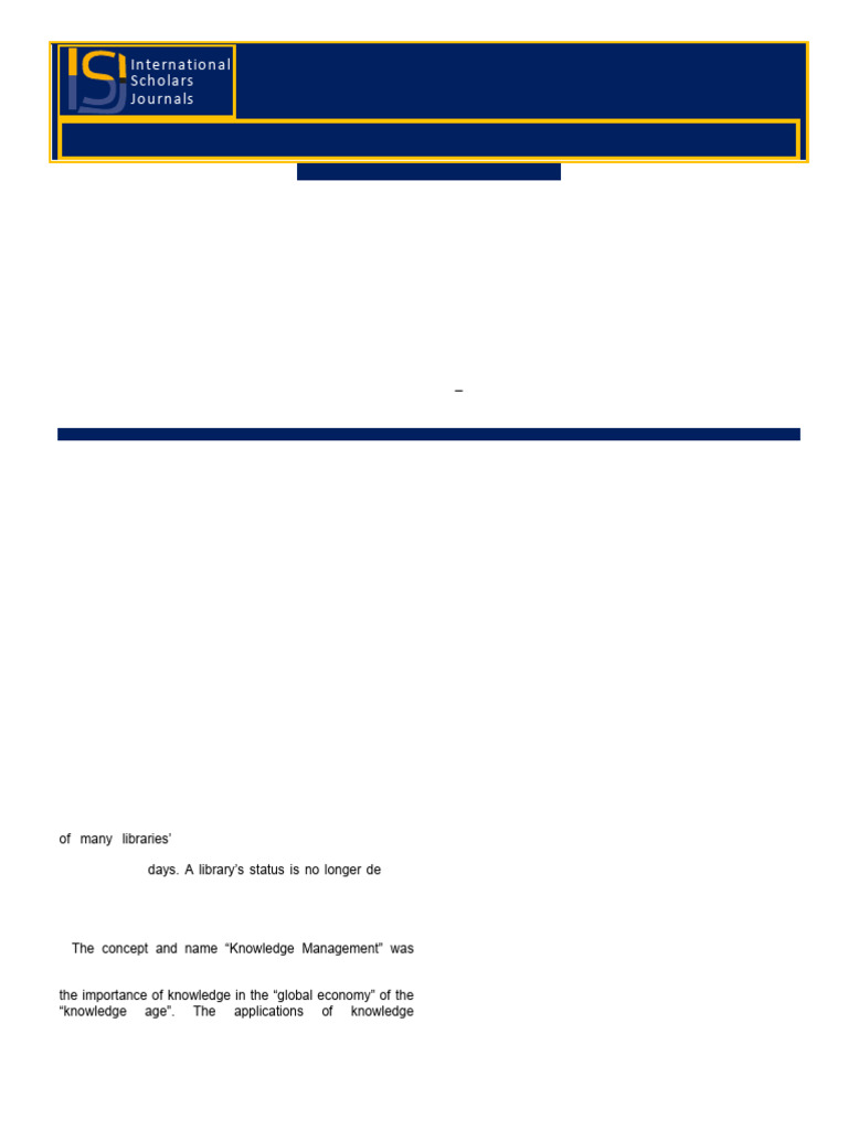 Knowledge Management and New Generation of Libraries Information Services - A Concepts | PDF ...