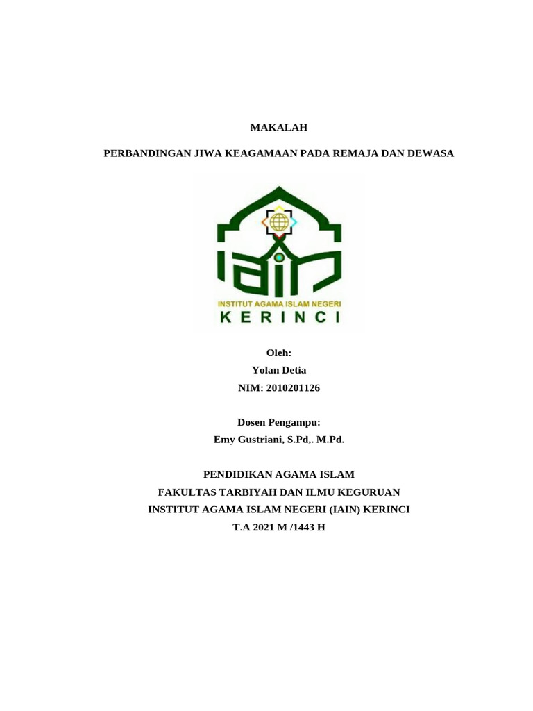 YOLAN DETIA (PSIKOLOGI AGAMA) | PDF