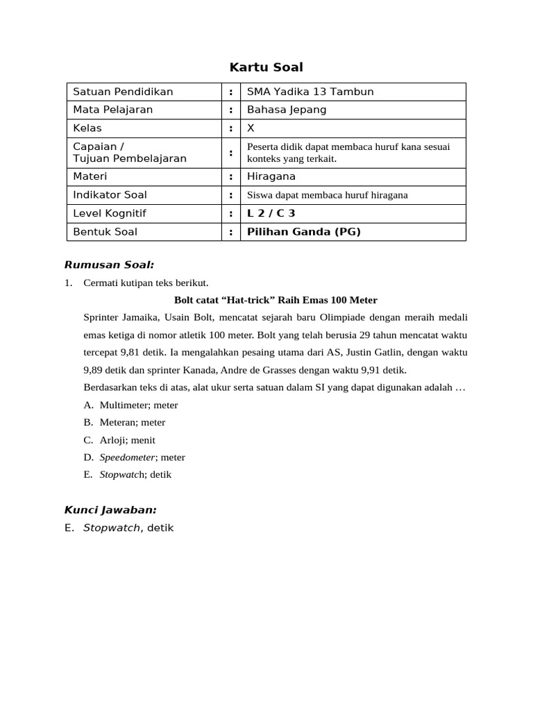 Kartu Soal PG Dan Essay SAS Ganjil Fisika Kelas X Fase E Tp. 24-25 | PDF