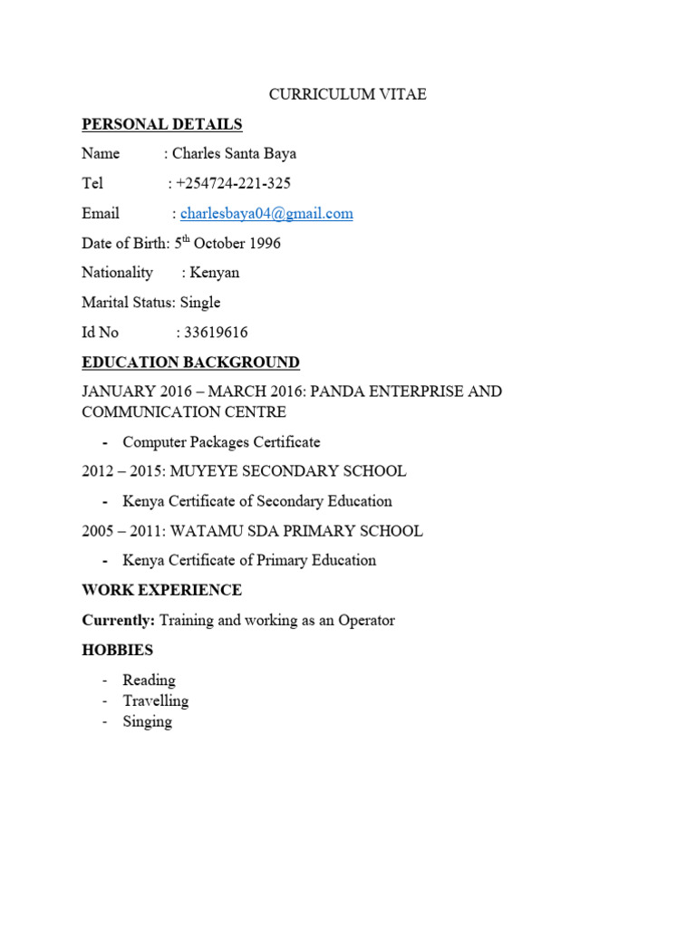 Charles Santa Baya's CV | PDF