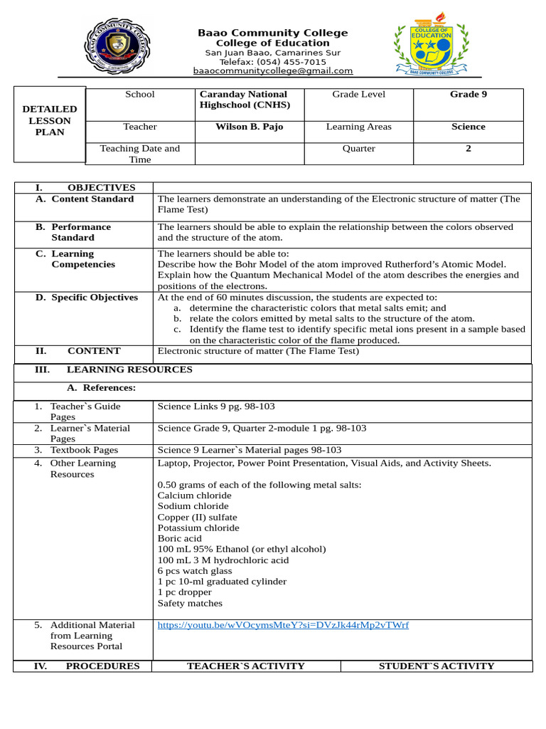 DLP - Electronic Structure of Matter - G9 | PDF | Atoms | Atomic Nucleus