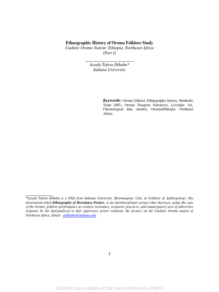 Oromo Folklore Study: Historical Insights | PDF | Ethiopia | Ethnography